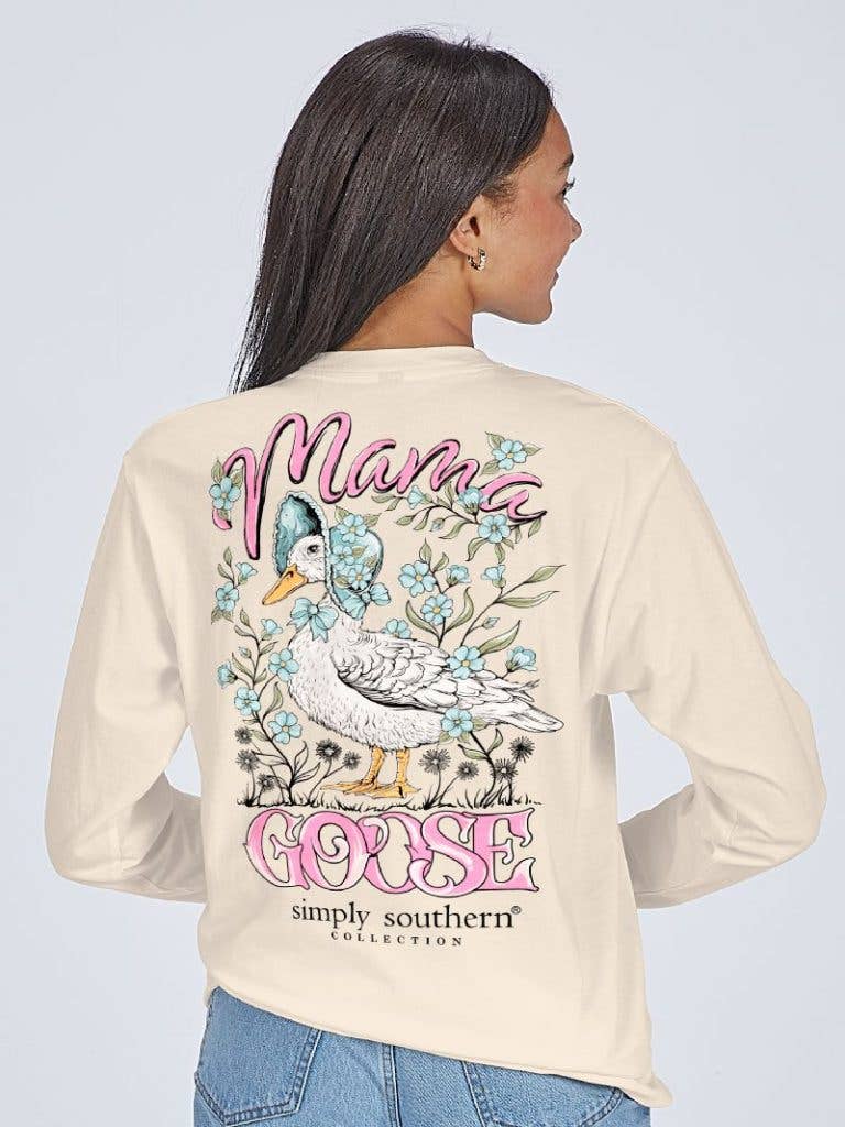 Mama Goose in Bonnet LS-MAMAGOOSE-LINEN Tan Long Sleeve Tee by Simply ...