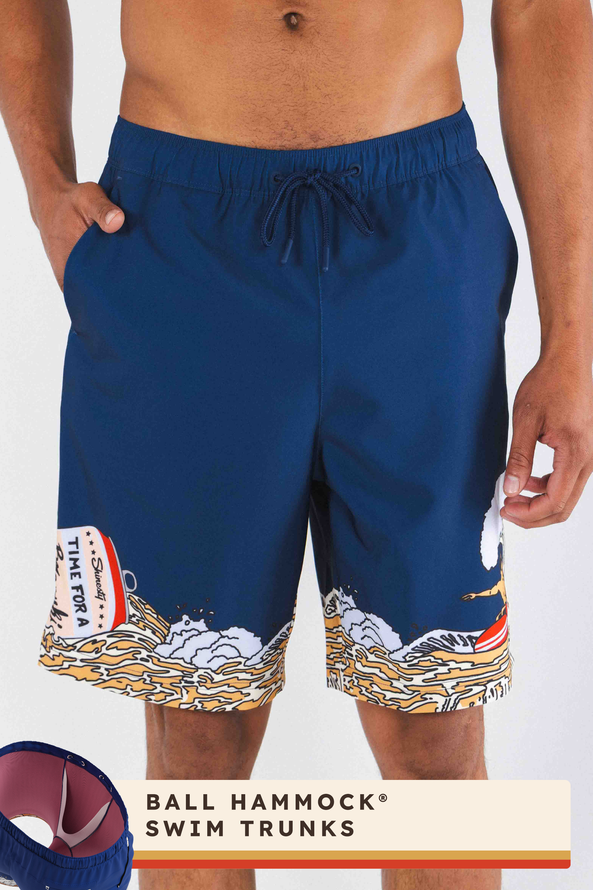 The Tidal Lager | Beer Surfer Ball Hammock® Pouch 8" Swim Trunks ...