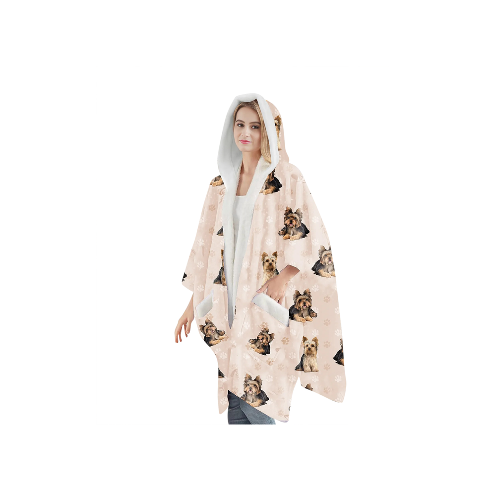 Yorkie Snugg Wraps with Hoodie – Ultra Soft Sherpa Fleece Wrap for Pet ...